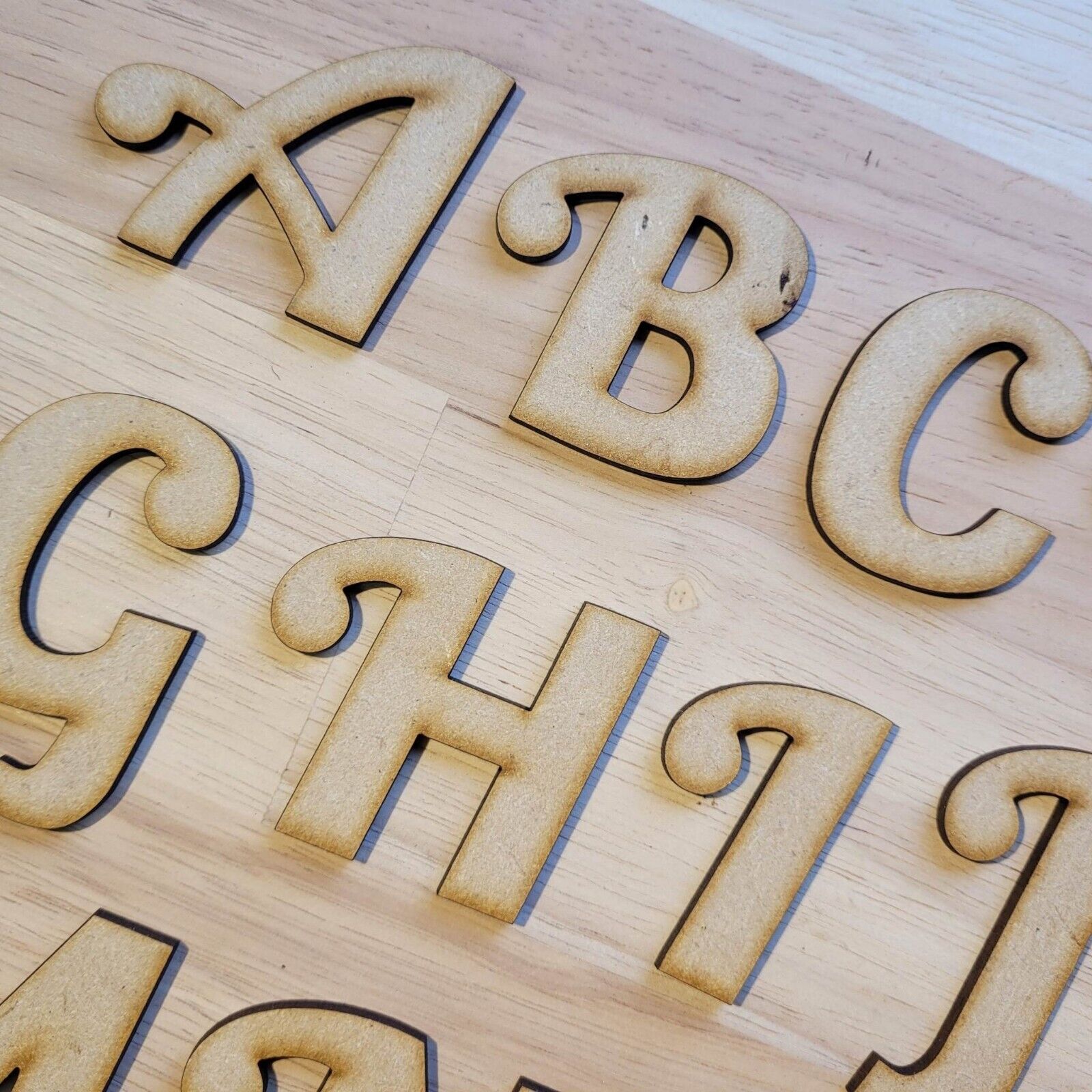 Large Wooden Letters MDF flourish Swash Caps Font 5-60cm 3mm Thick Sig