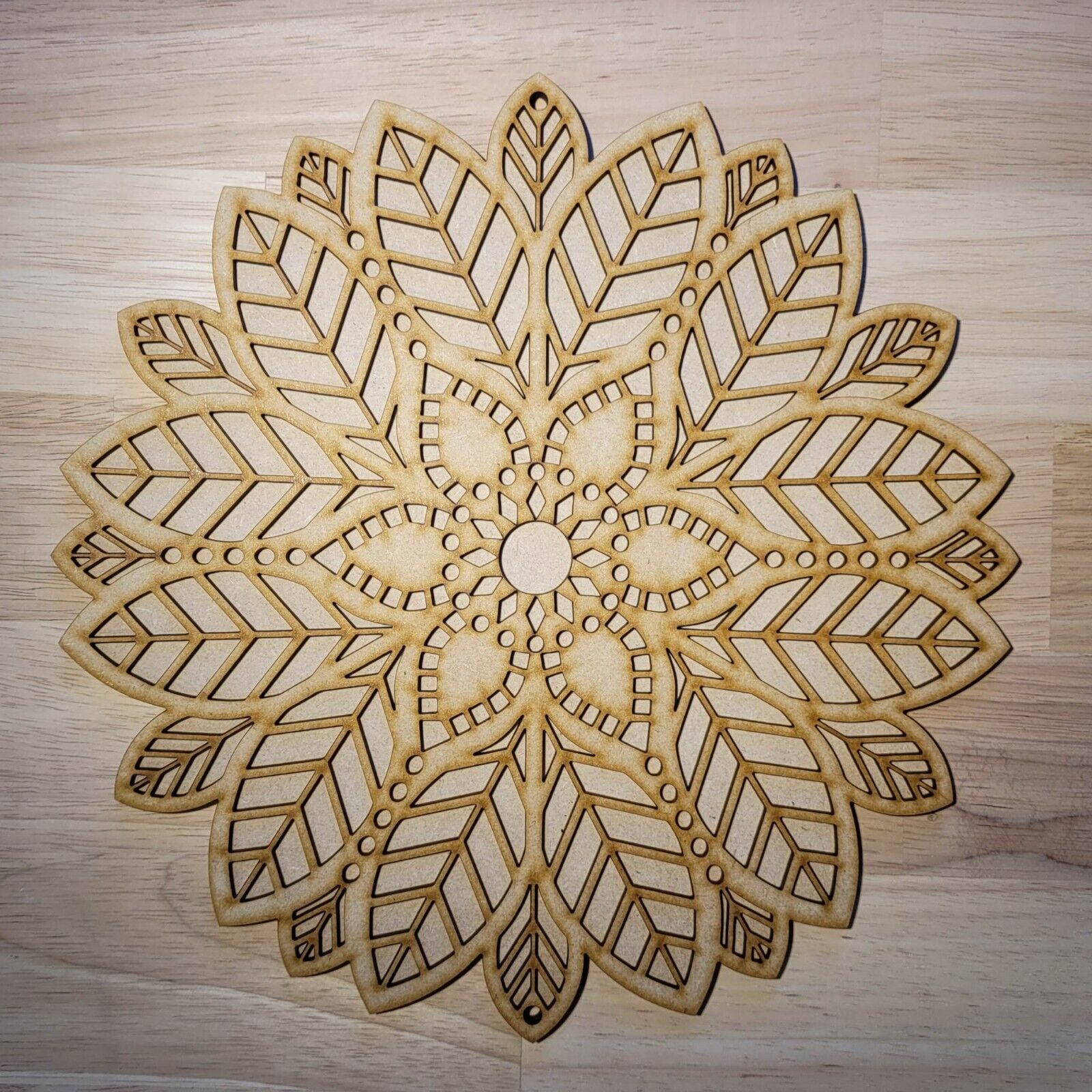 Large Wooden 3D Mandela Leaves Symbol Wall Art Hanging Plaque Ready to
