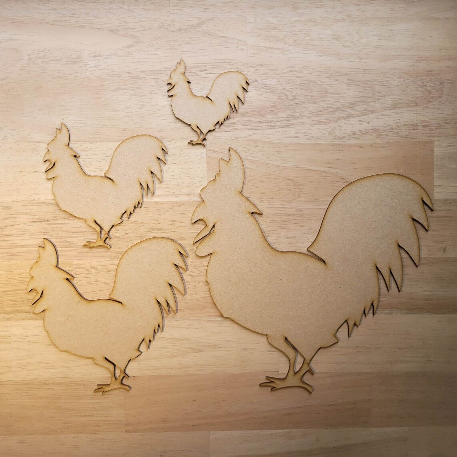 Large Wooden Farm Animal Chicken Rooster Shapes MDF 10-60cm 3mm Thick