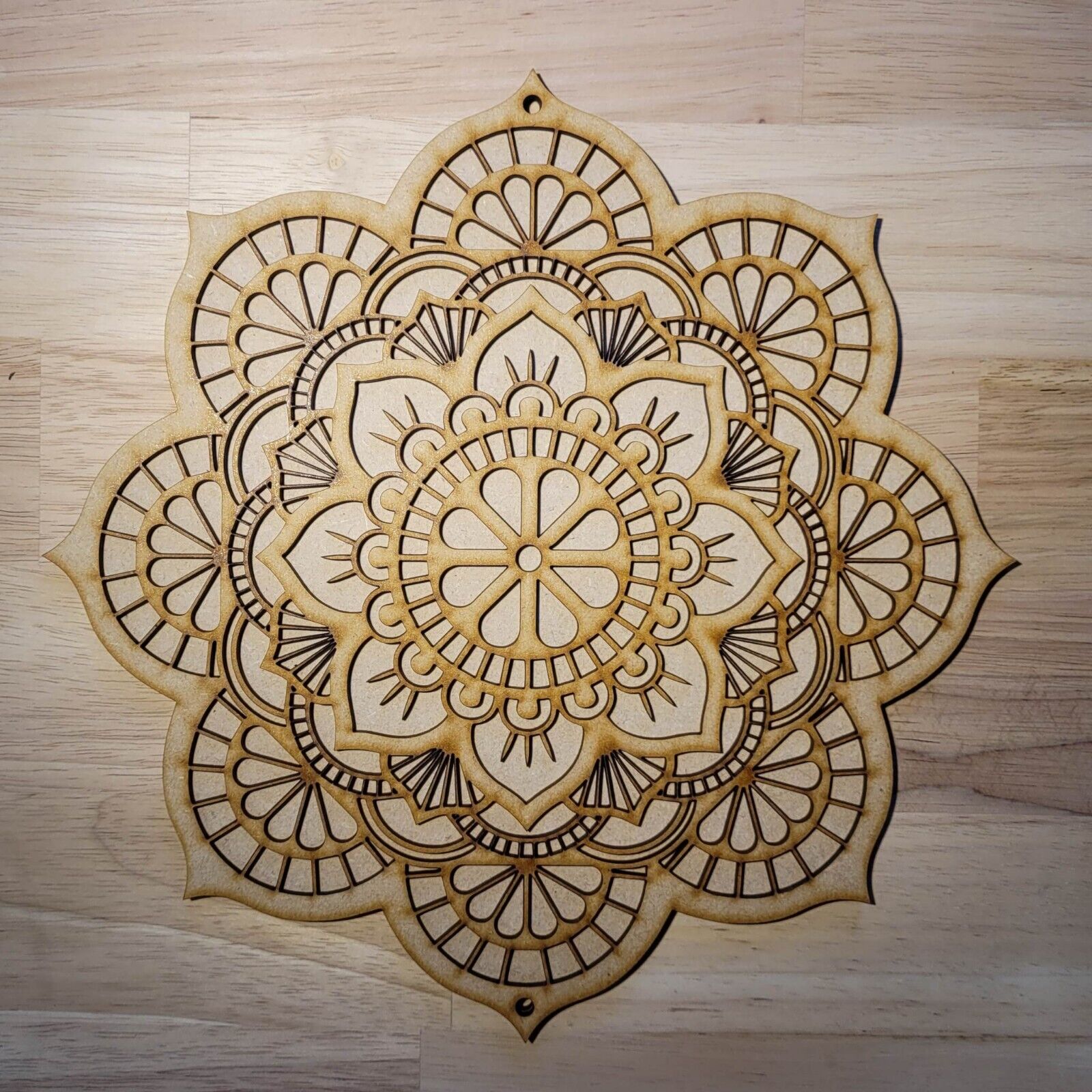 Large Wooden 3D Mandela Floral Symbol Wall Art Hanging Plaque Ready to