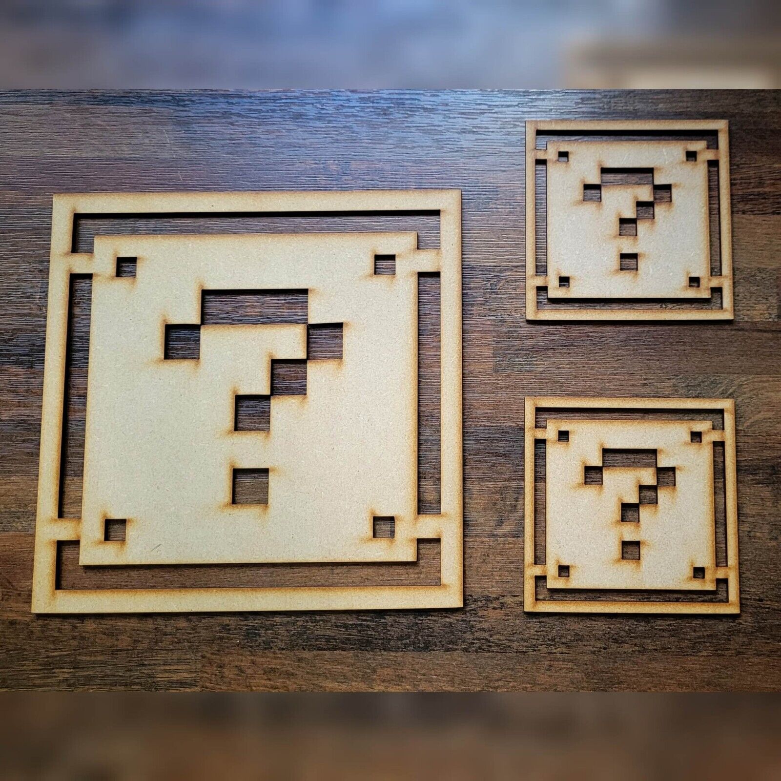 Large Mario Question Mark Box MDF Craft Shapes Wooden Decoration Embel